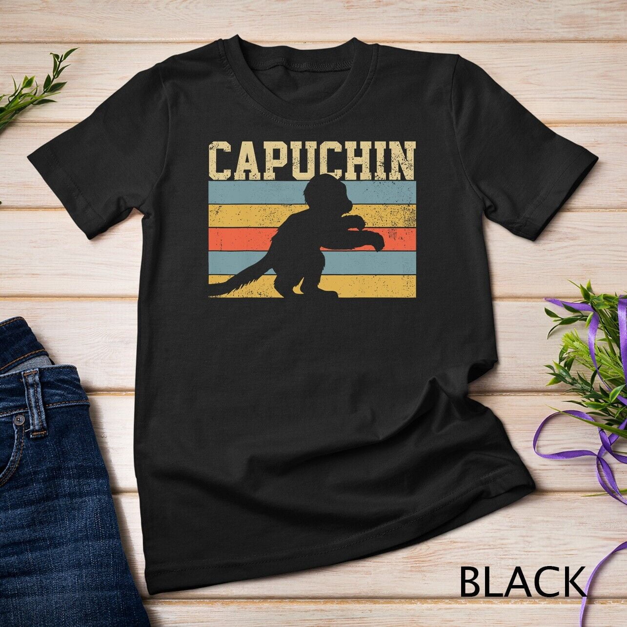Capuchin Monkey Vintage Retro T-Shirt Unisex T-shirt - Walmart.com