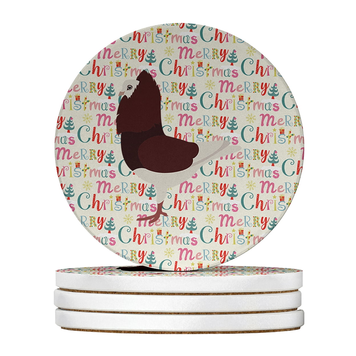 Capuchin Red Pigeon Christmas Large Sandstone Coasters Pack of 4 4 in x ...