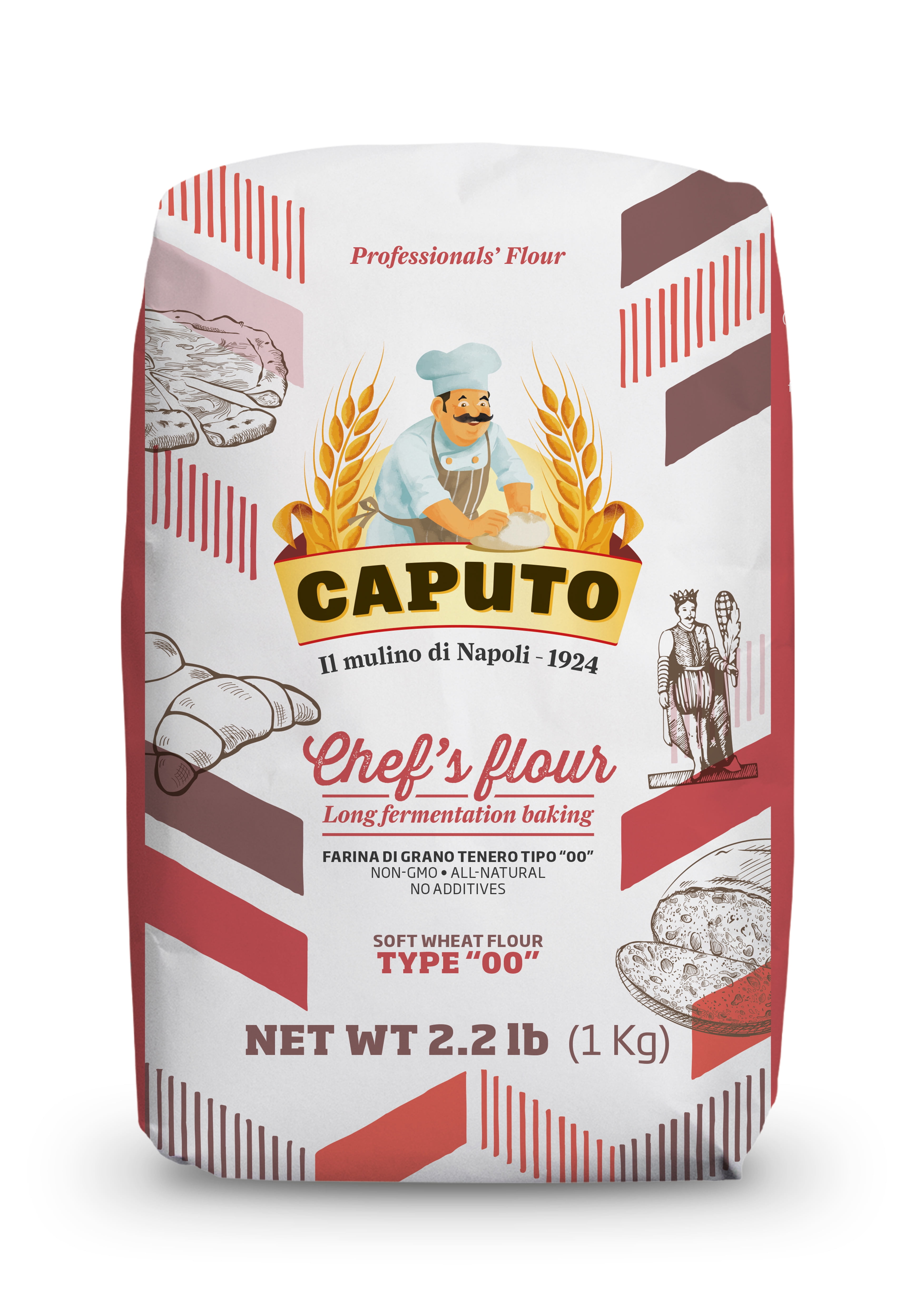 Caputo Chef's Flour, 2.2 LB, Italian 00 Soft Wheat, Pizza Dough, Bread ...