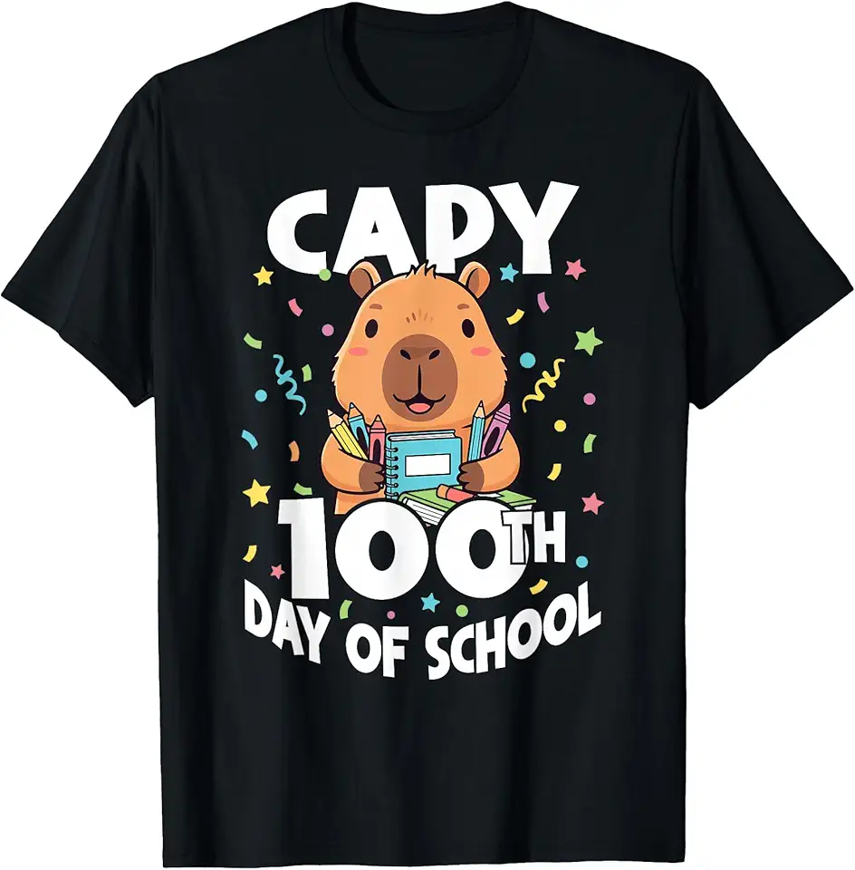 Capy 100th Day of School Capybara 100 Days of School Kids T-Shirt ...
