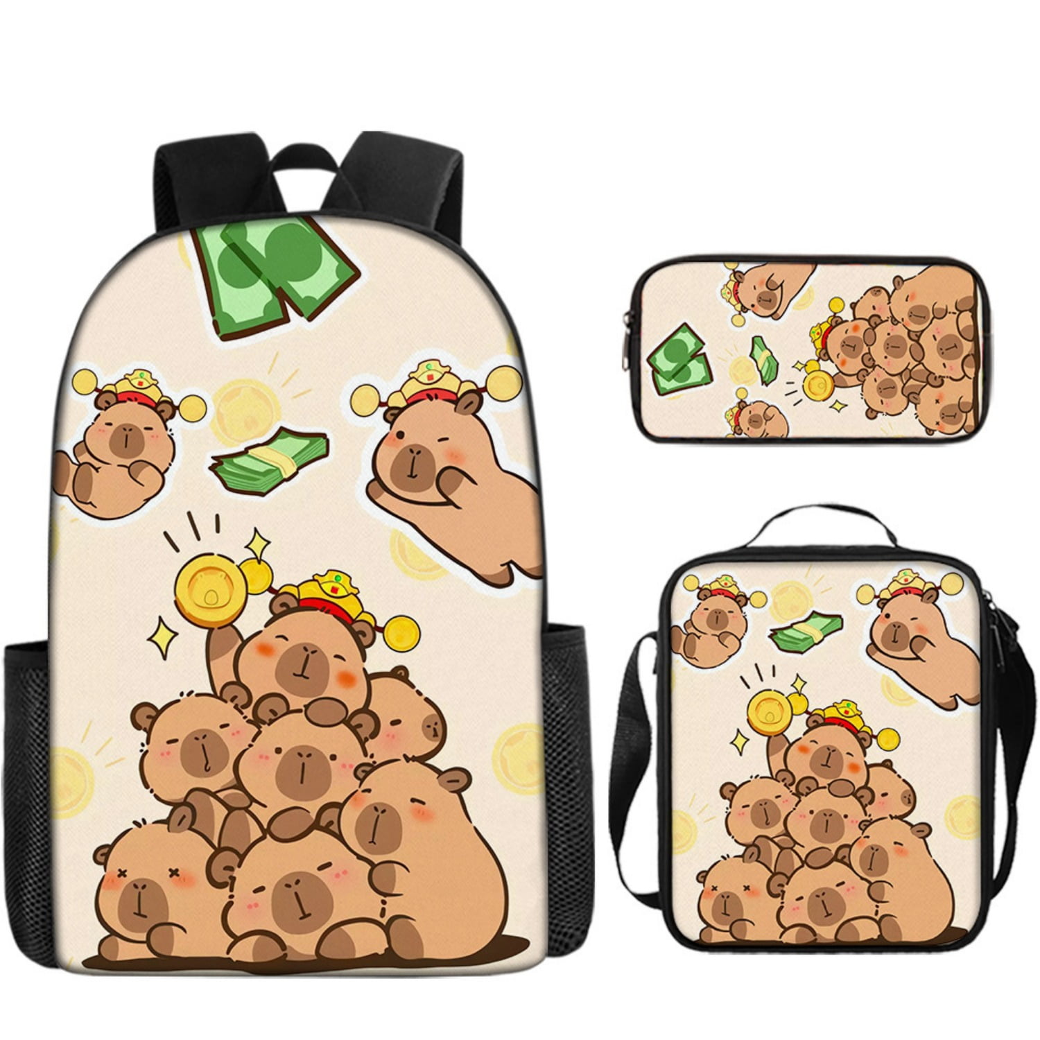 Capy Bara Cartoon Aesthetic New Semester Gifts Schoolbag,Personalized 3-Piece Set 17" Groundhog ...