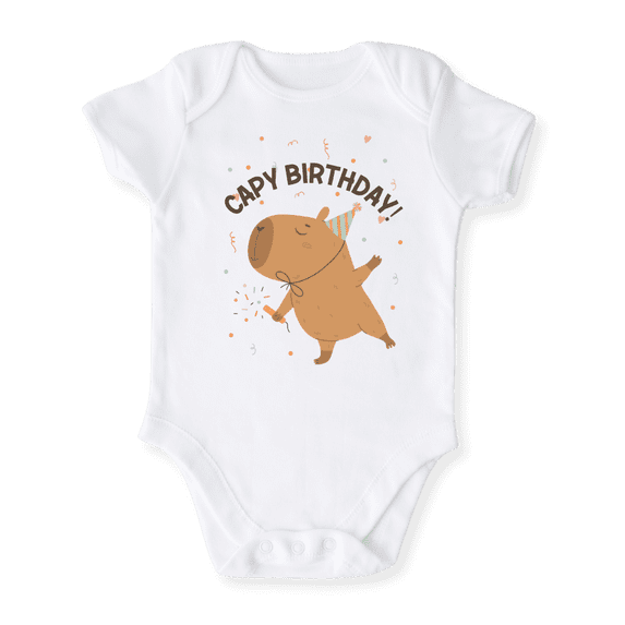 Capy Birthday Baby Bodysuit, Newborn Outfit, Baby Clothes, Gift for ...