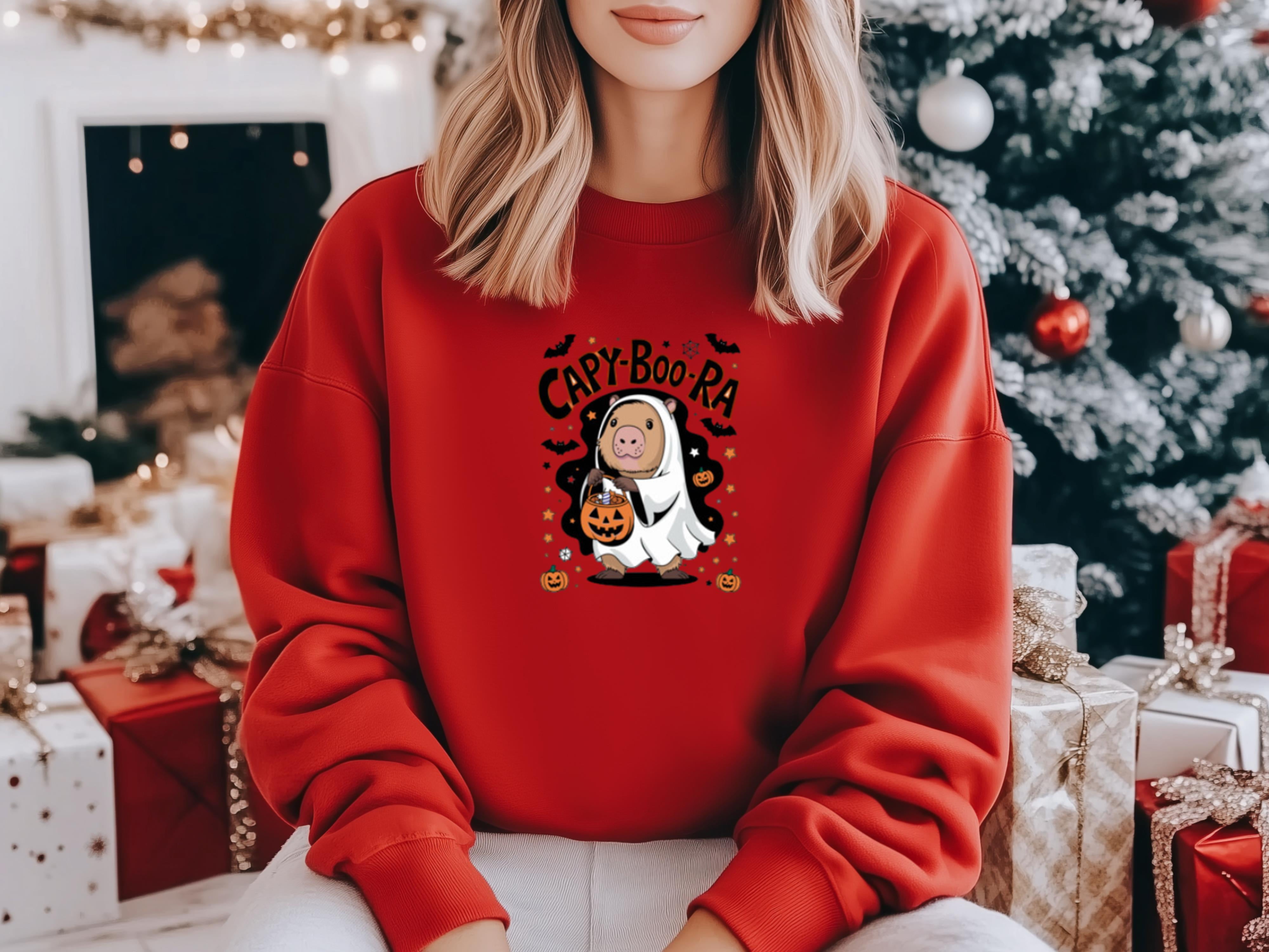 Capy Boo Ra Cute Halloween Capybara Ghost Pun Graphic Sweatshirt, up to ...
