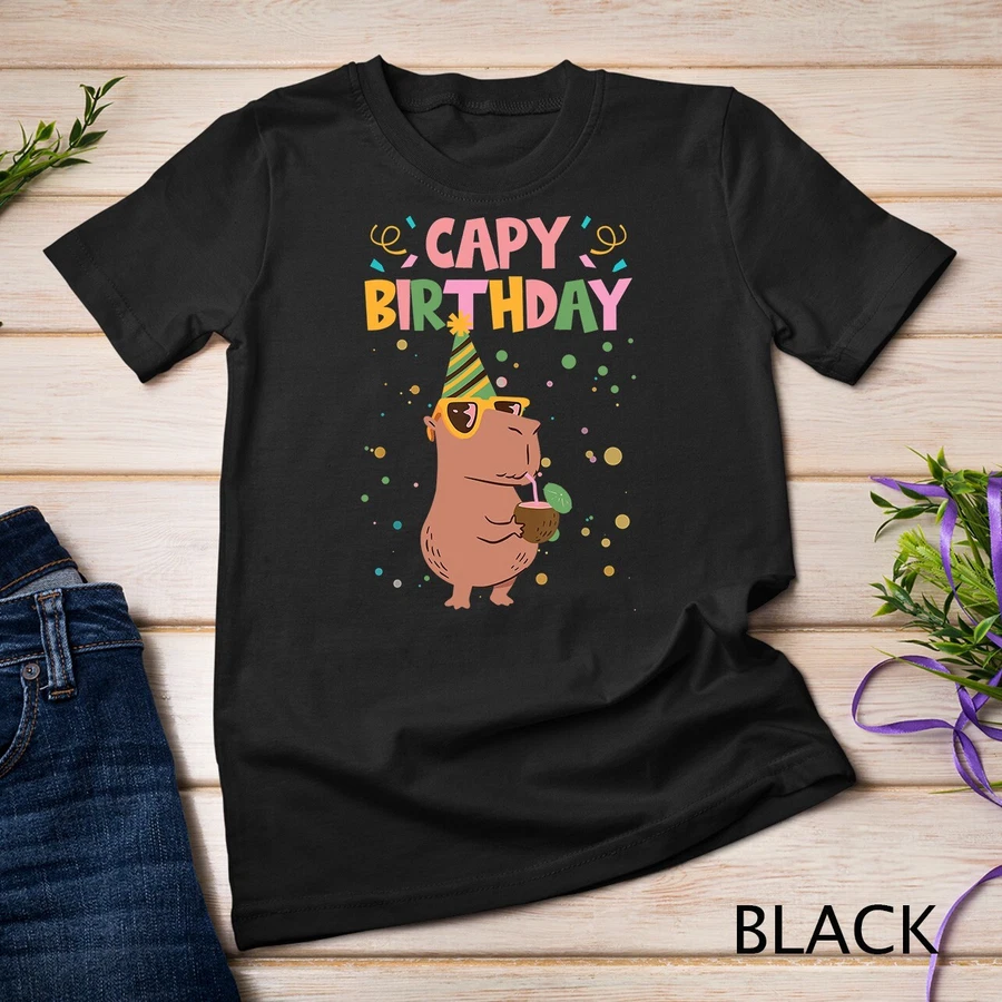 Capy Happy Birthday Cute Capybara Animal Celebration Graphic Shirt,for ...