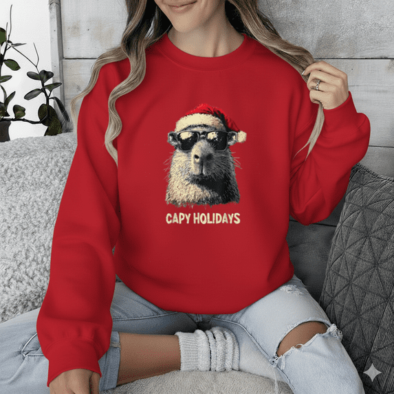 Capy Holiday Kids Teens Boys Funny Capybara Festive Seasonal Graphic ...