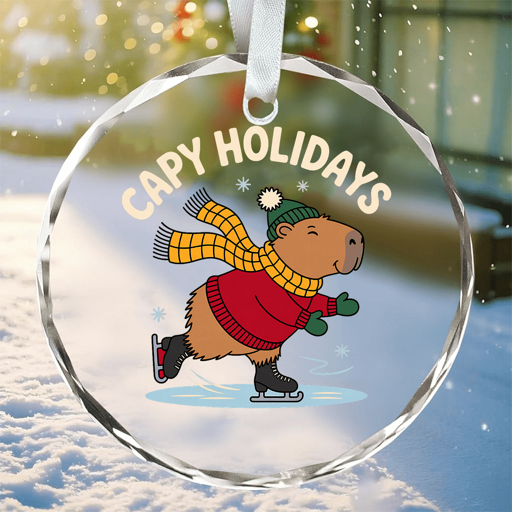 Capy Ice Skating Capybara Ornament Home Decoration, Crystal Glass ...