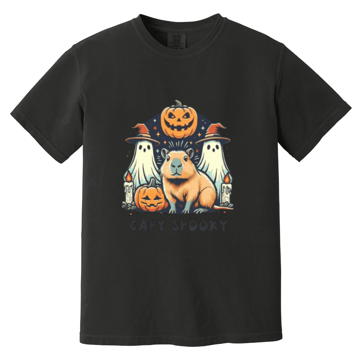 Capy Spooky Comfort Color T-shirt Halloween Cute Animal Ghost Party Fun ...