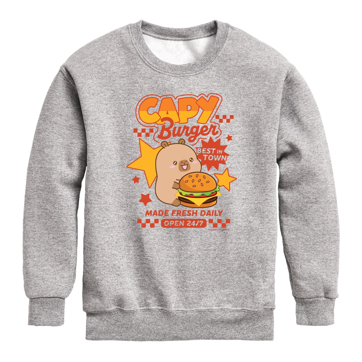 CapyFun - Capy Burger - Youth Boys Crew Fleece Sweatshirt - Walmart.com