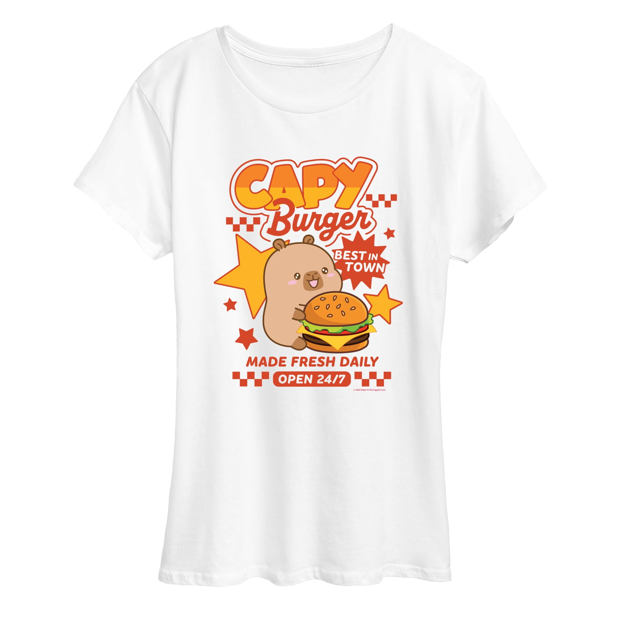 CapyFun - Capybara Capy Burger - Women's Short Sleeve Graphic T-Shirt ...
