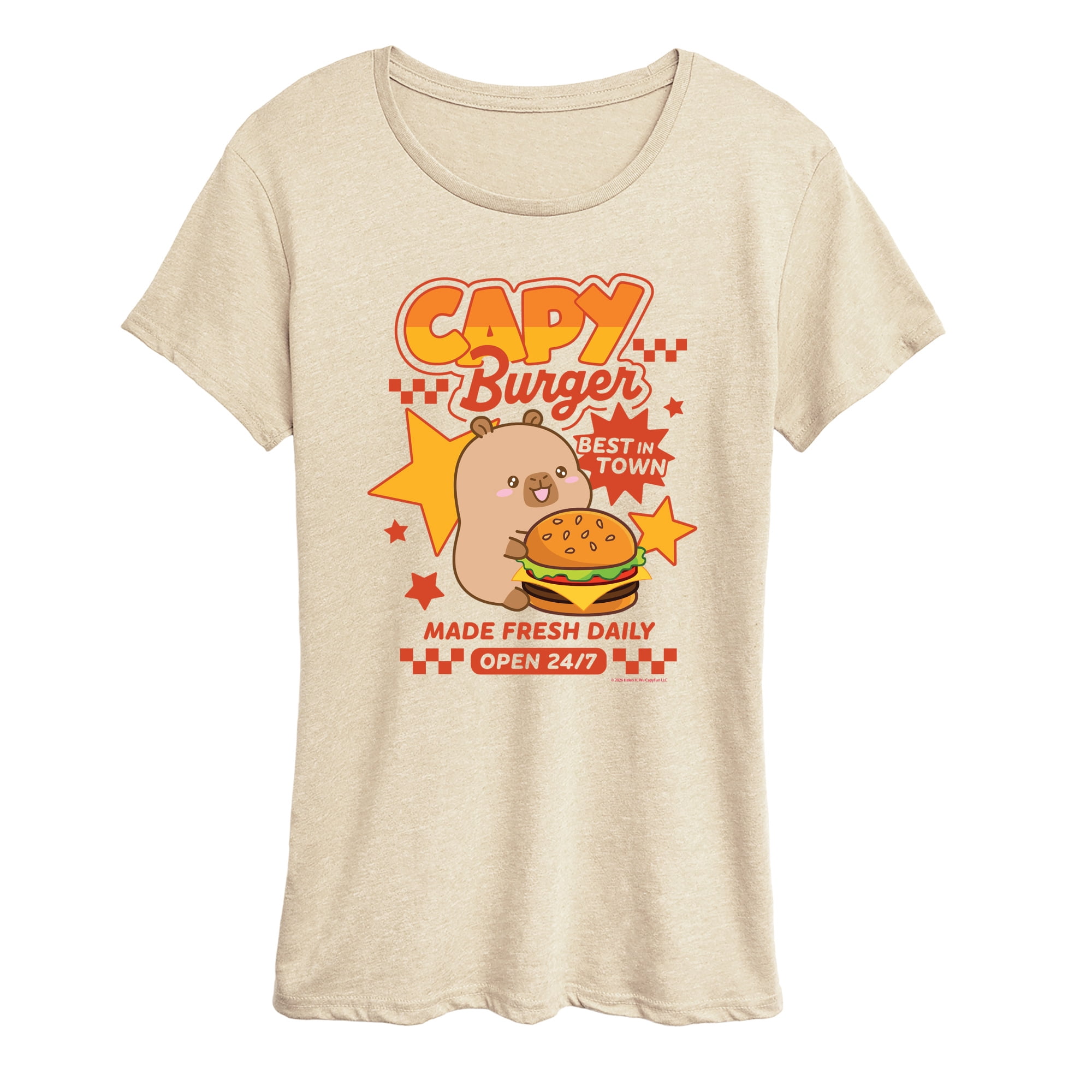 CapyFun - Capybara Capy Burger - Women's Short Sleeve Graphic T-Shirt ...