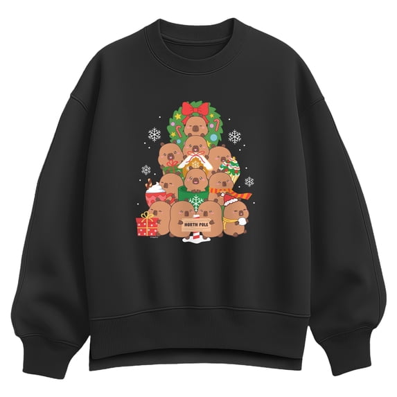 CapyFun - Capybara Christmas Tree - Women's Oversized Fleece Crew ...