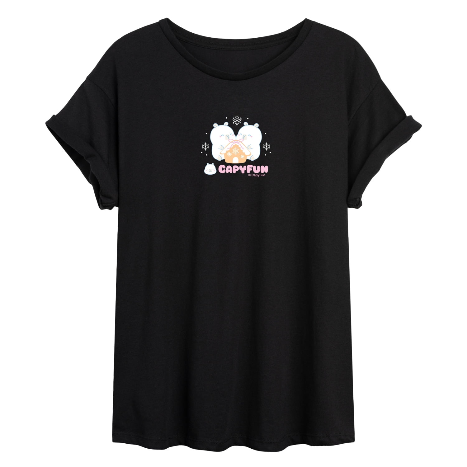 CapyFun - Capybara Gingerbread - Juniors Oversized Graphic T-Shirt ...