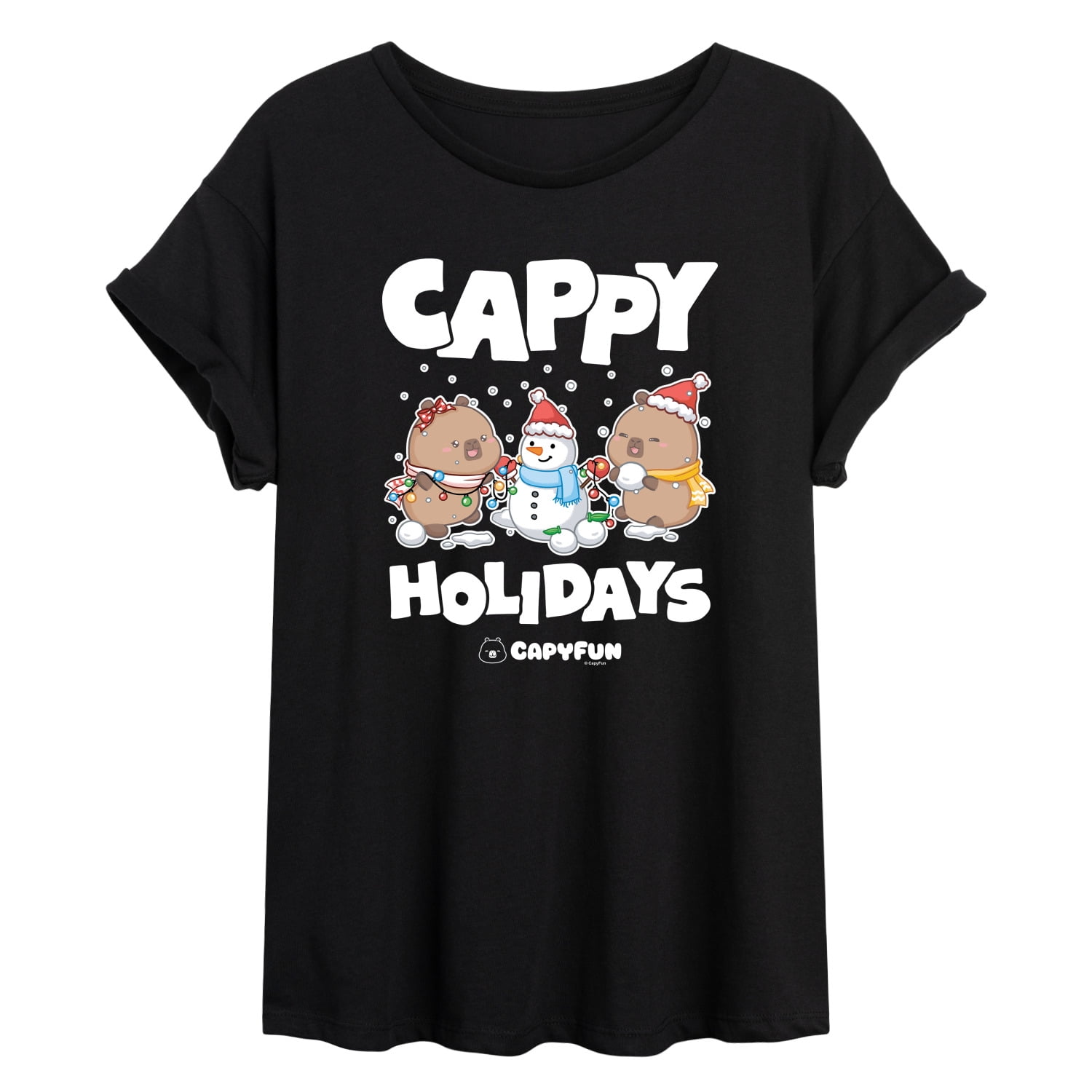 CapyFun - Capybara Holidays - Juniors Oversized Graphic T-Shirt ...