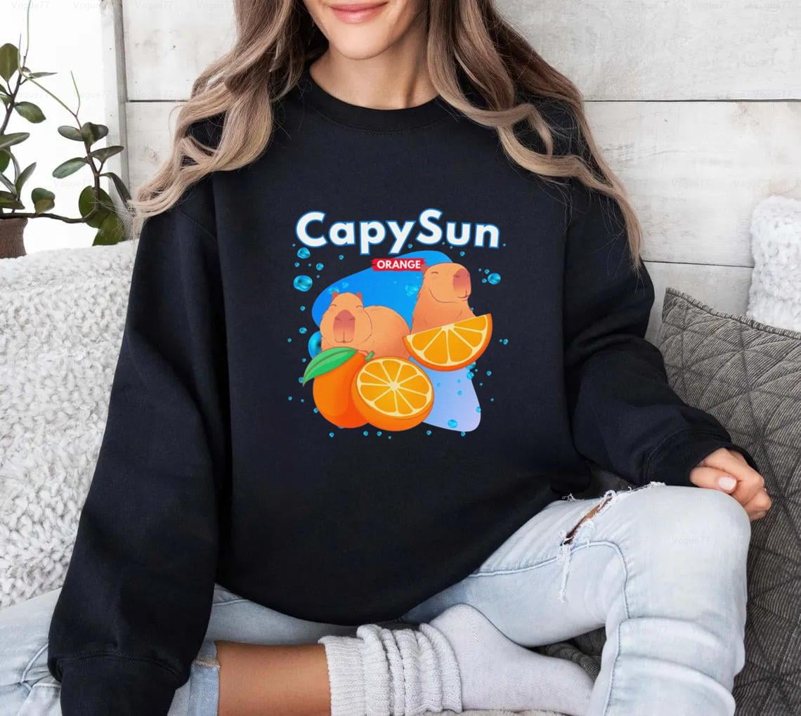 CapySun Sweatshirt Funny Capybara Pun & Retro Style, for men & women, up to size 5XL. - Walmart.com