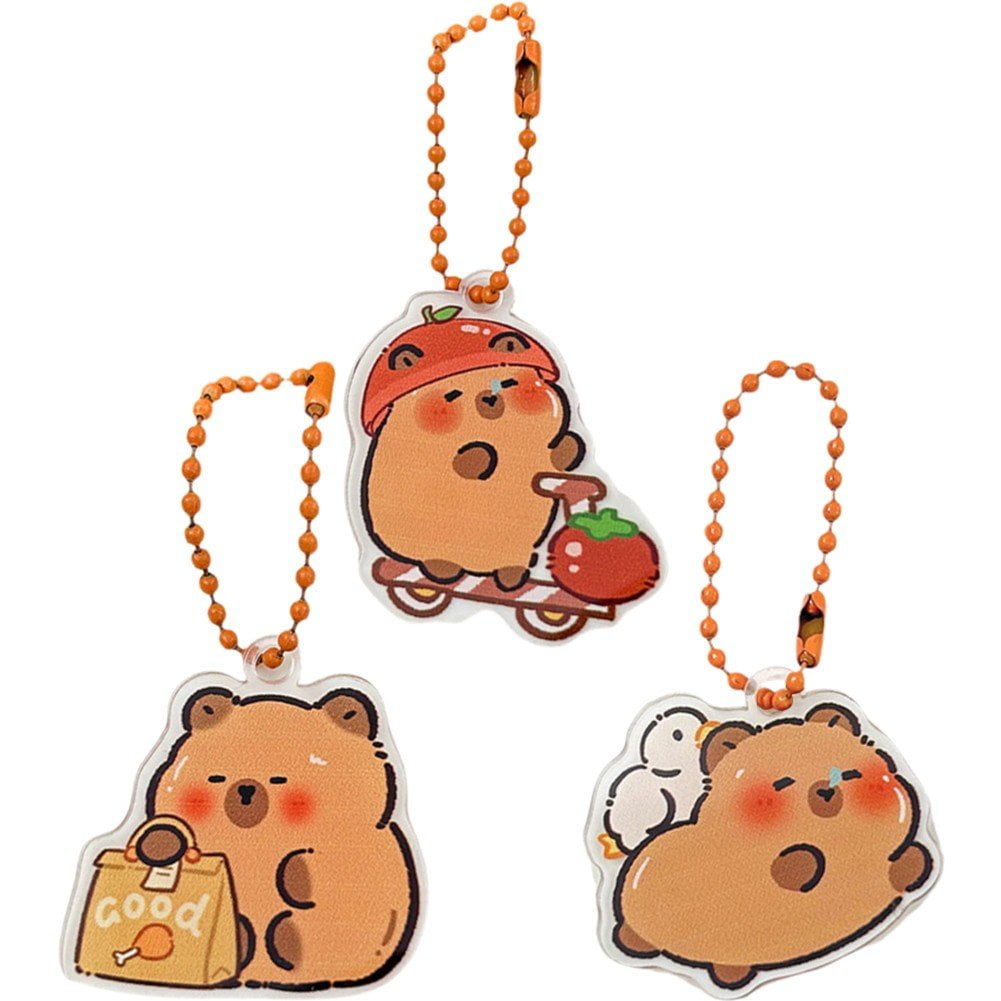Capybara Acrylic Keychain 3pcs Cartoon Capybara Pendant Funny Cute ...