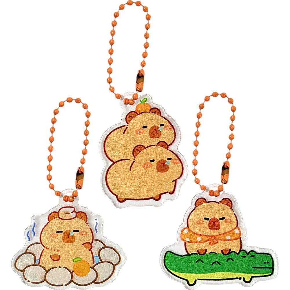 Capybara Acrylic Keychain 3pcs Cartoon Capybara Pendant Funny Cute ...