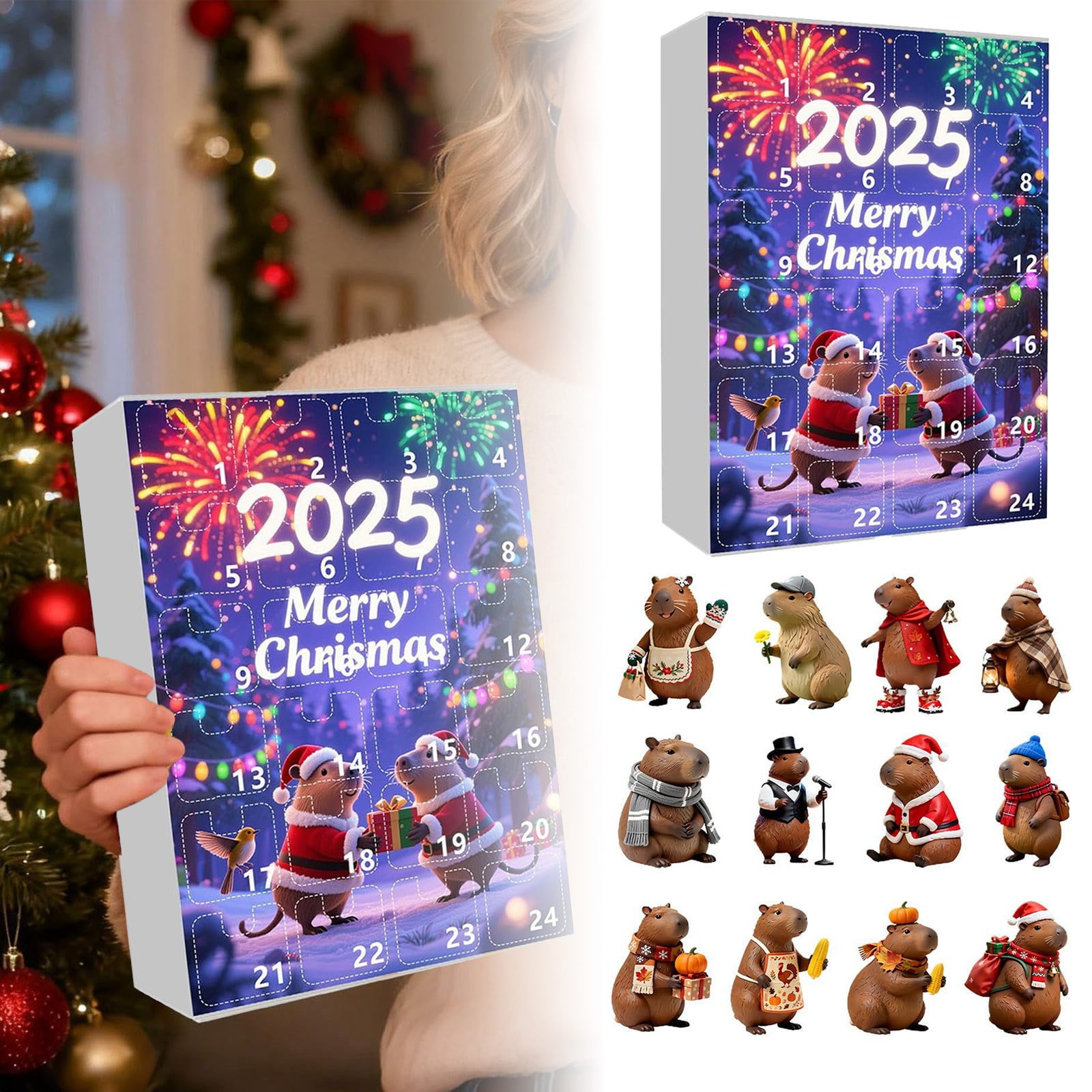 Capybara Advent Calendars 2025 | Capybara Ornament 24 Days Christmas ...