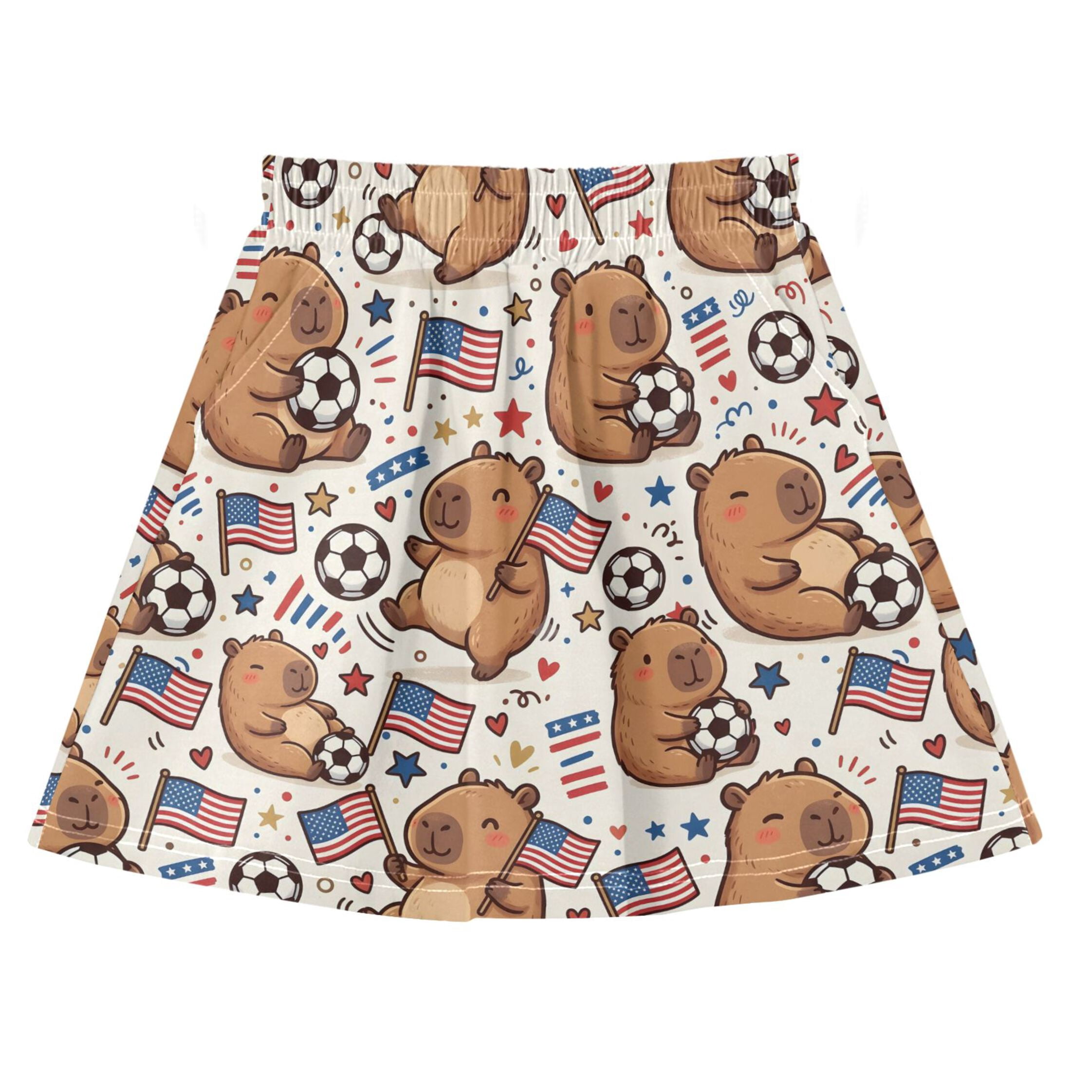 Capybara American Flag Athletic Skirt with Pockets and Built-in Shorts ...