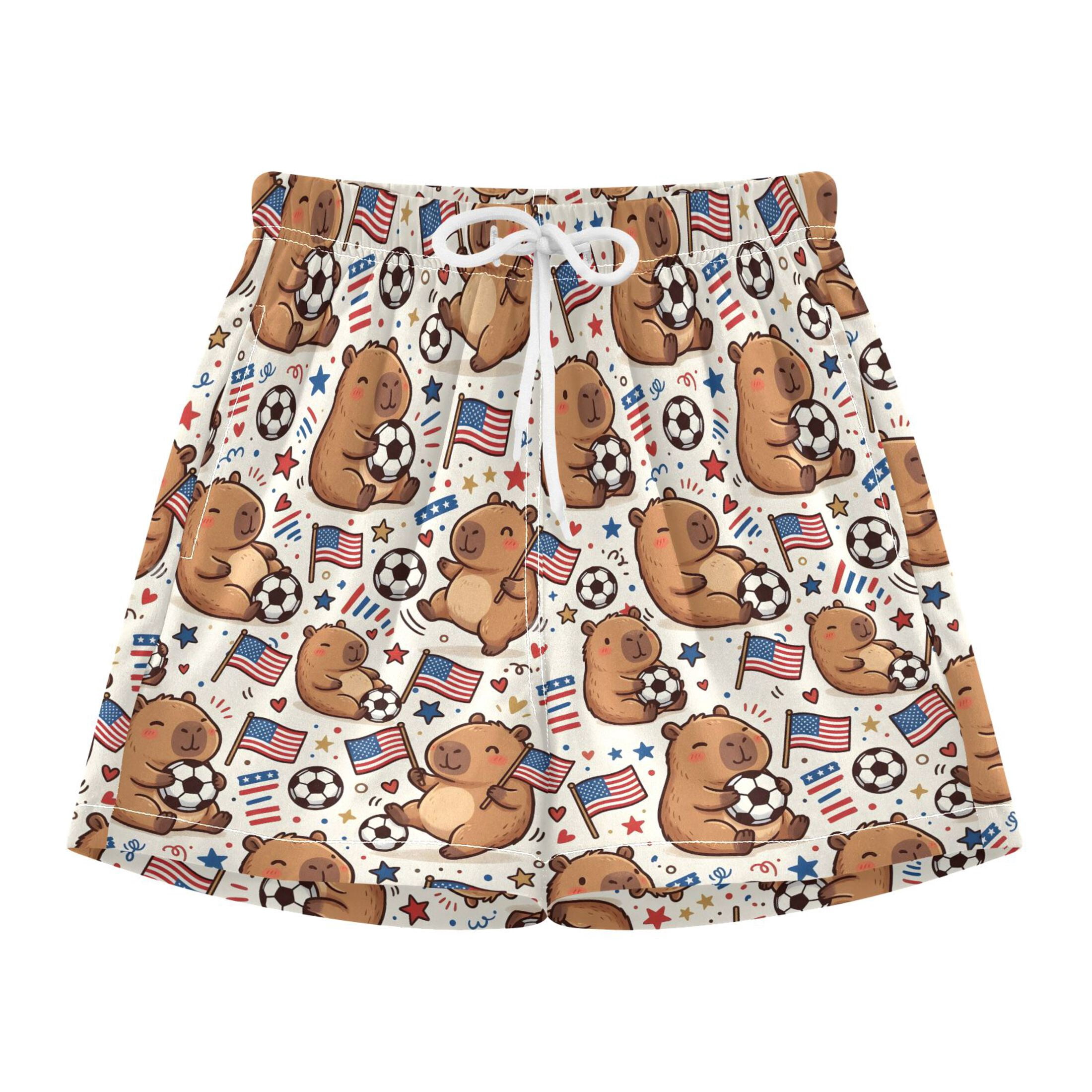 Capybara American Flag Swim Trunks Quick Drying Bathing Suit Summer ...