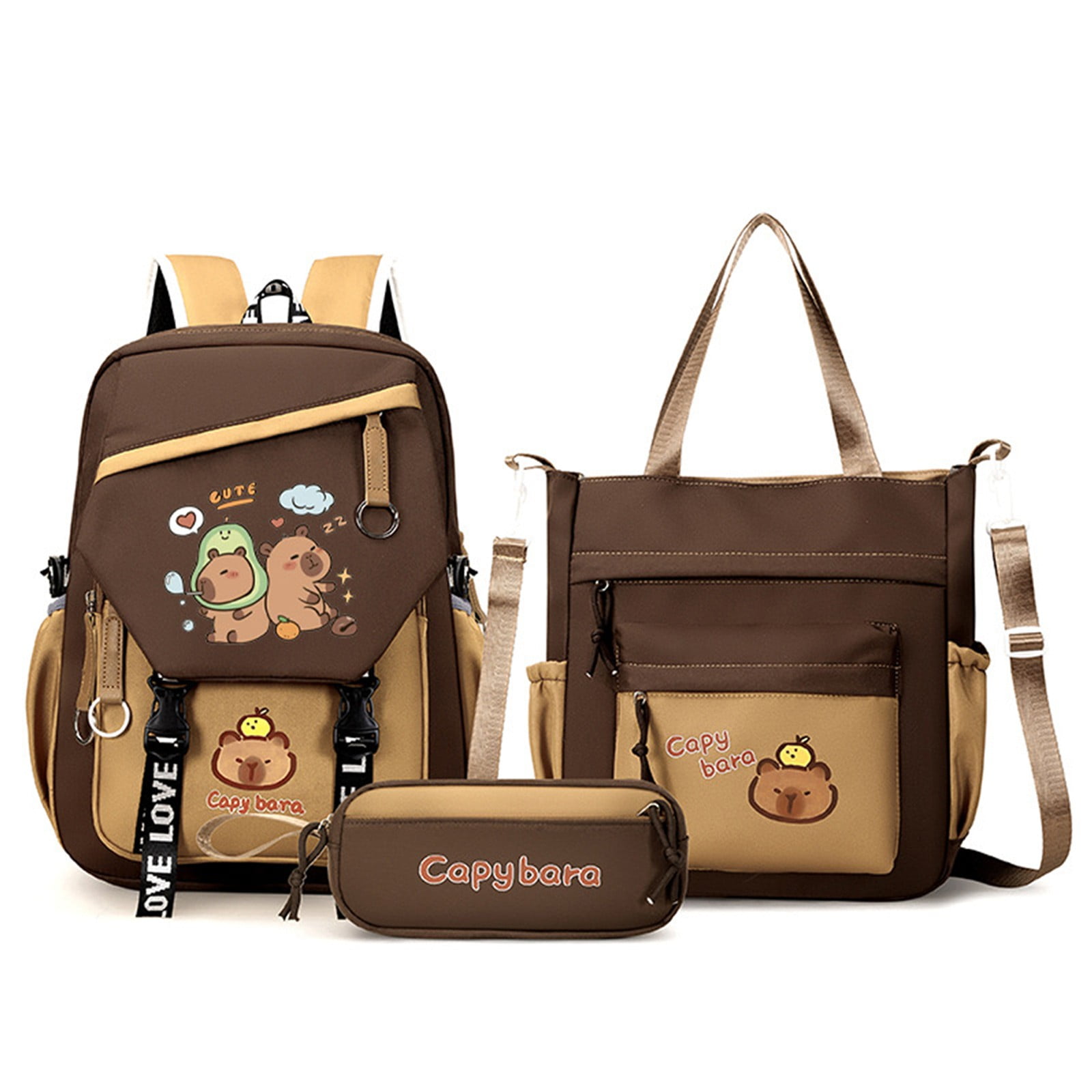 Capybara Backpack Back to School 3PCS Set, Anime Theme School Backpack ...