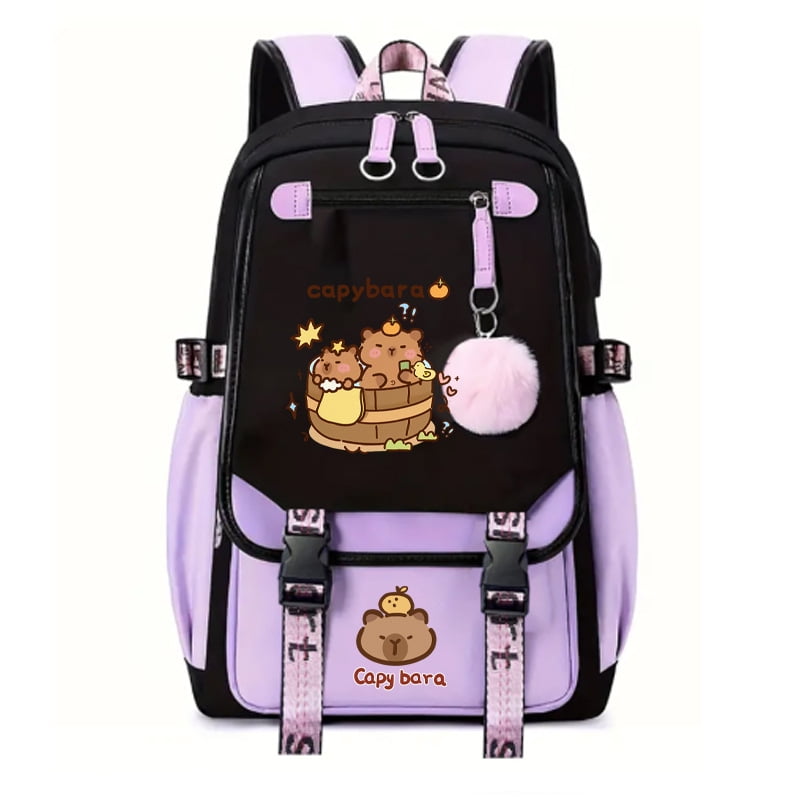 Capybara Backpack Large Capacity Waterproof Cartoon Backpacks Cute ...