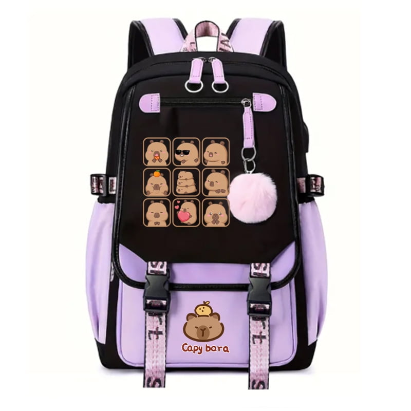 Capybara Backpack Large Capacity Waterproof Cartoon Backpacks Cute ...