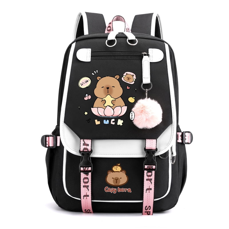 Capybara Backpack Large Capacity Waterproof Cartoon Backpacks Cute ...