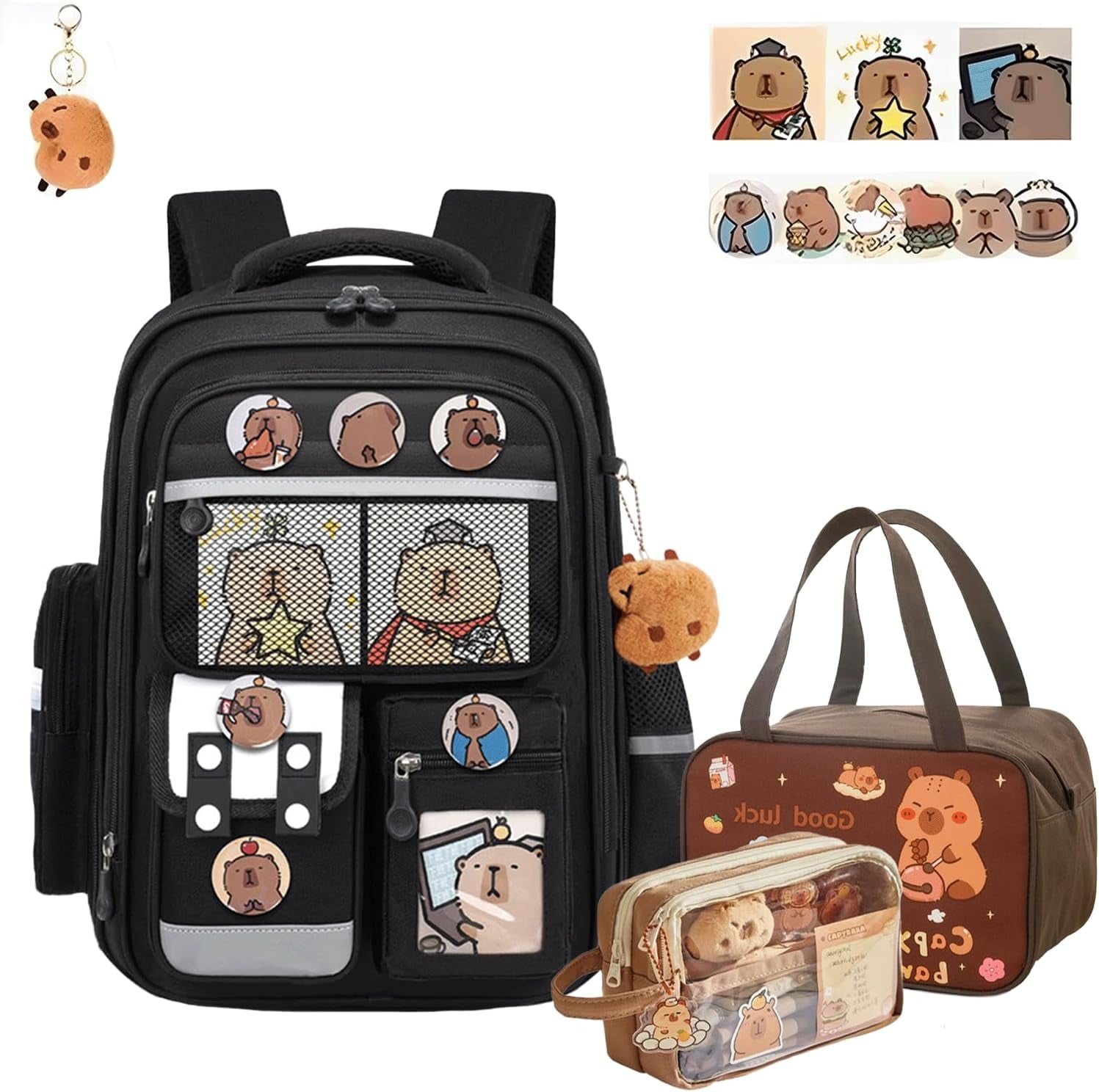 Capybara Backpack Mochila Capybara Cute Kawaii Kapibara Daypack Funny Going Out Cartoon Laptop ...