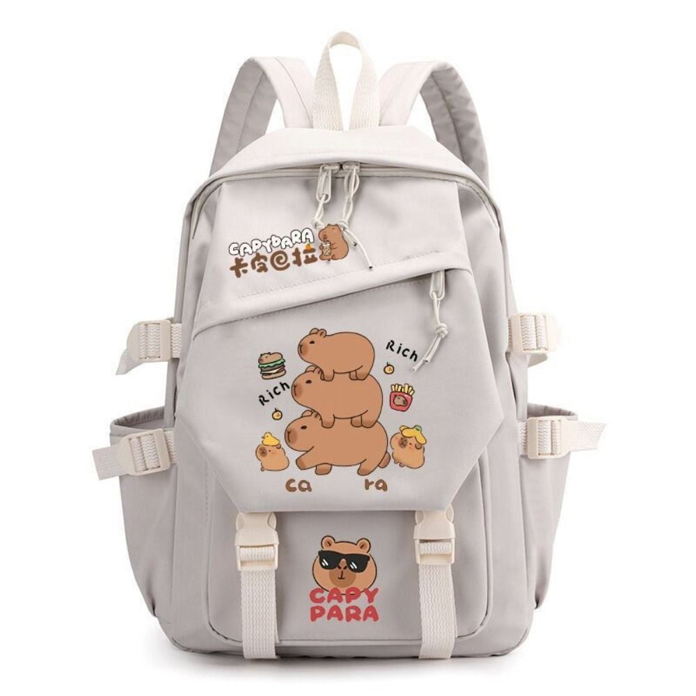Capybara Backpack School Backpack Large Capacity Nylon Multi-layer ...