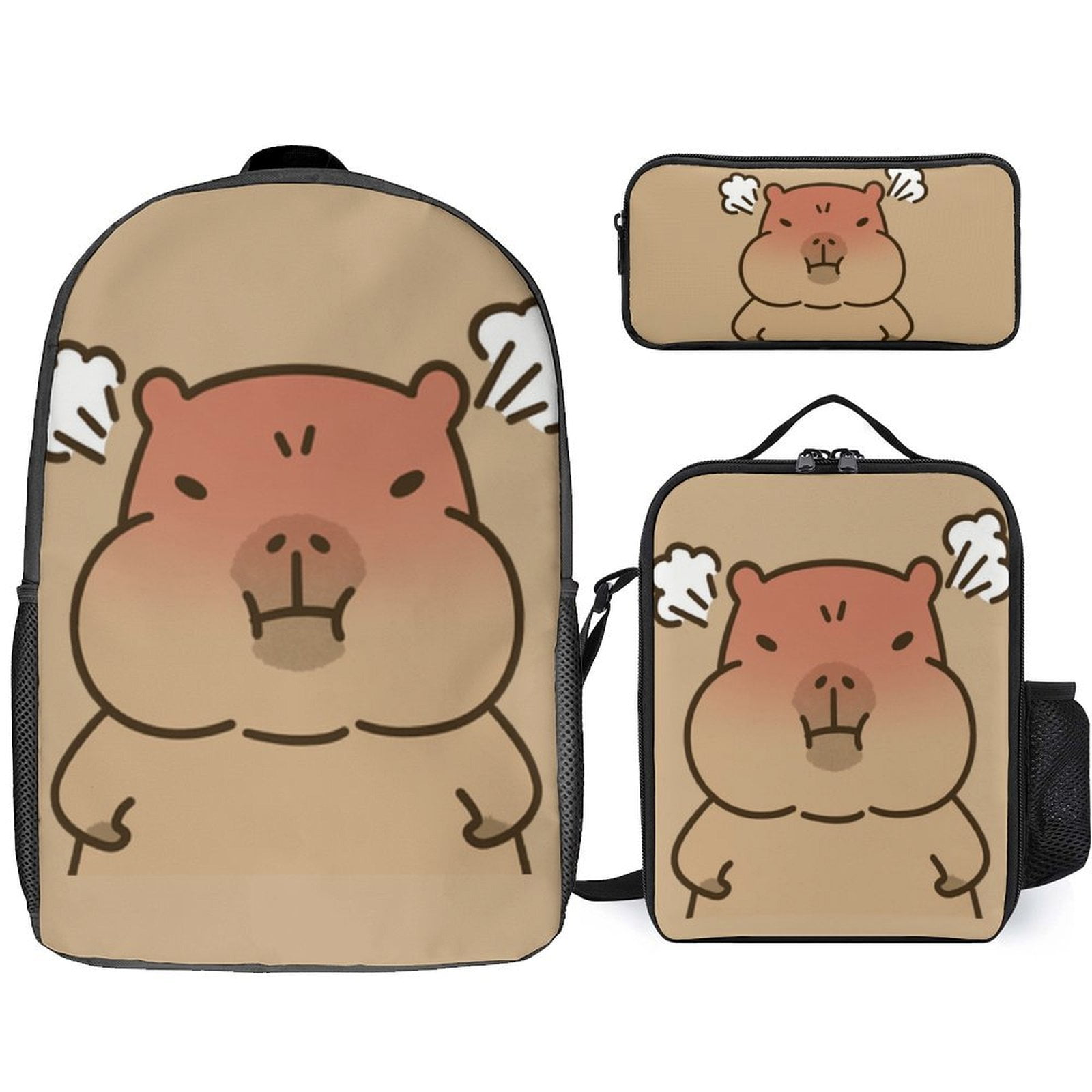 Capybara Backpack Set 17 inch Bags with Lunch Bag Pencilcase Capybara ...
