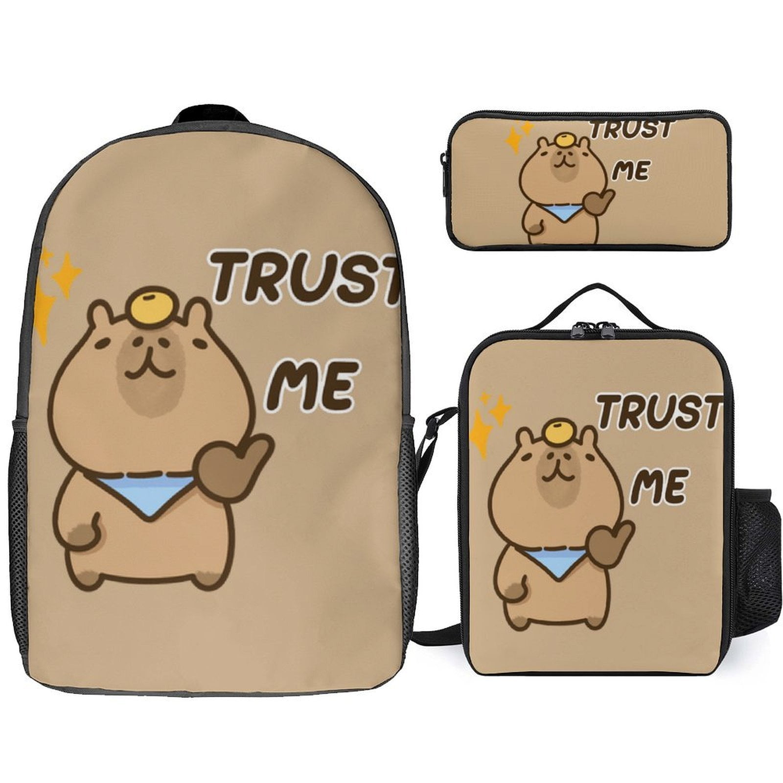 Capybara Backpack Set 17 inch Bags with Lunch Bag Pencilcase Capybara ...