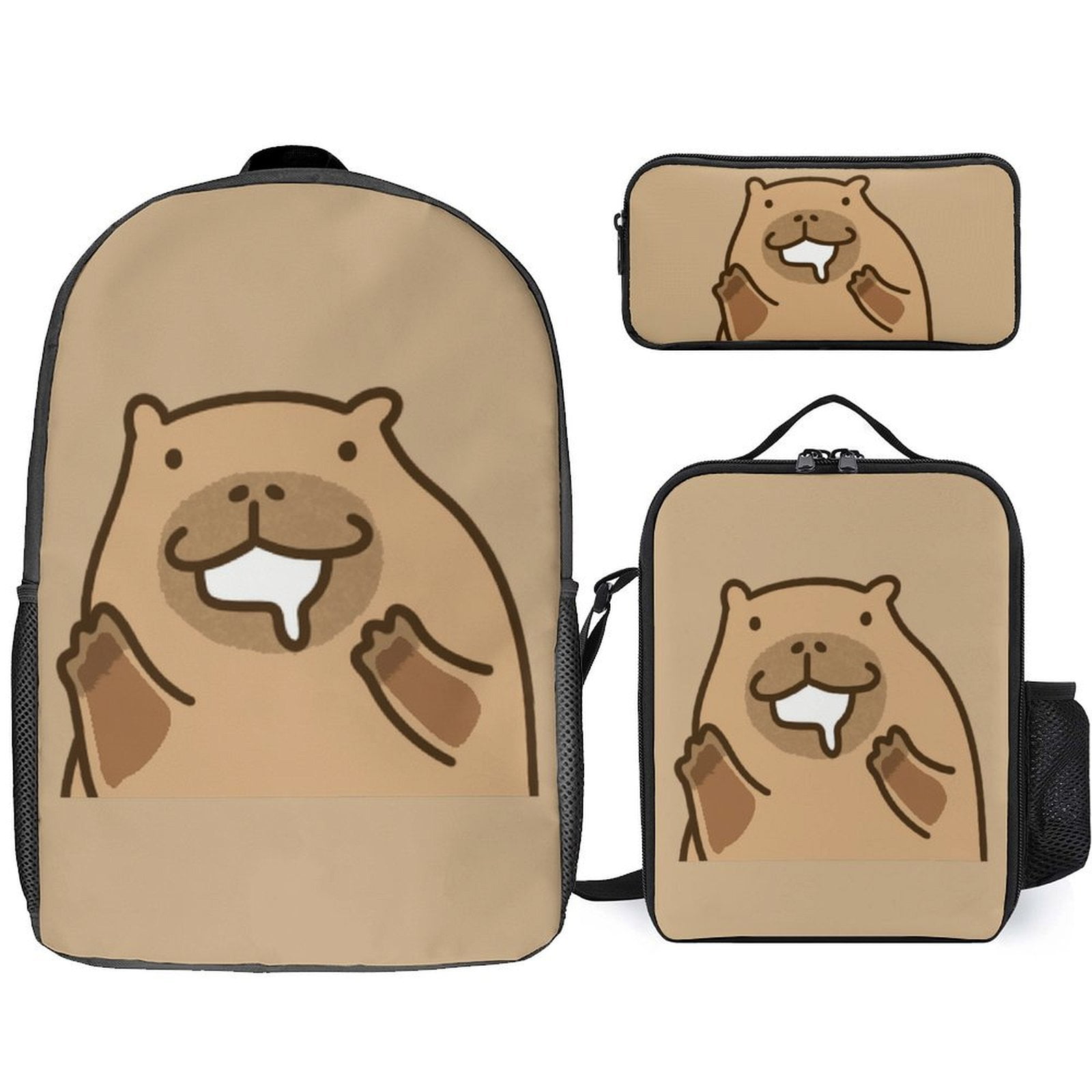 Capybara Backpack Set 17 inch Bags with Lunch Bag Pencilcase Capybara ...