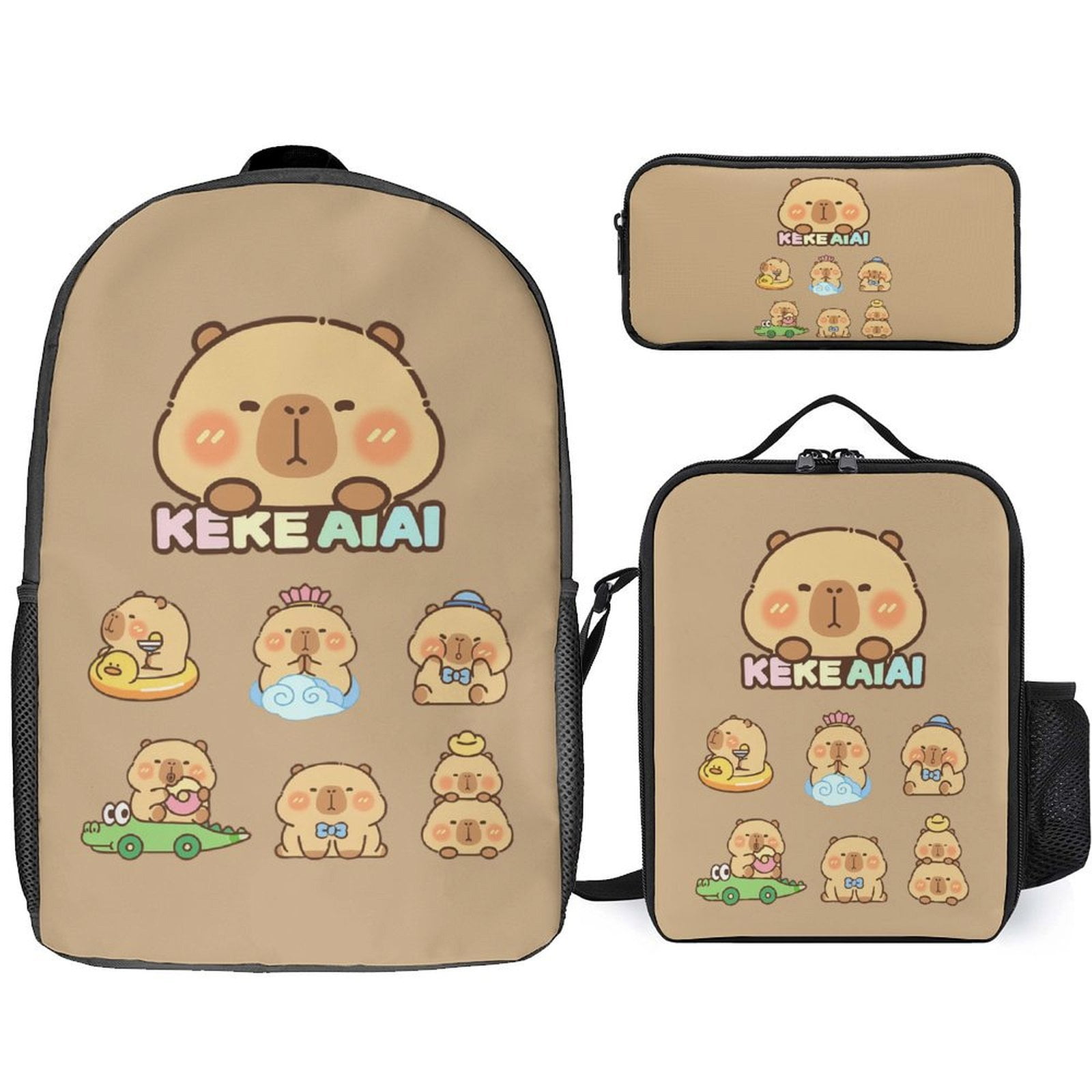 Capybara Backpack Set 17 inch Bags with Lunch Bag Pencilcase Capybara ...