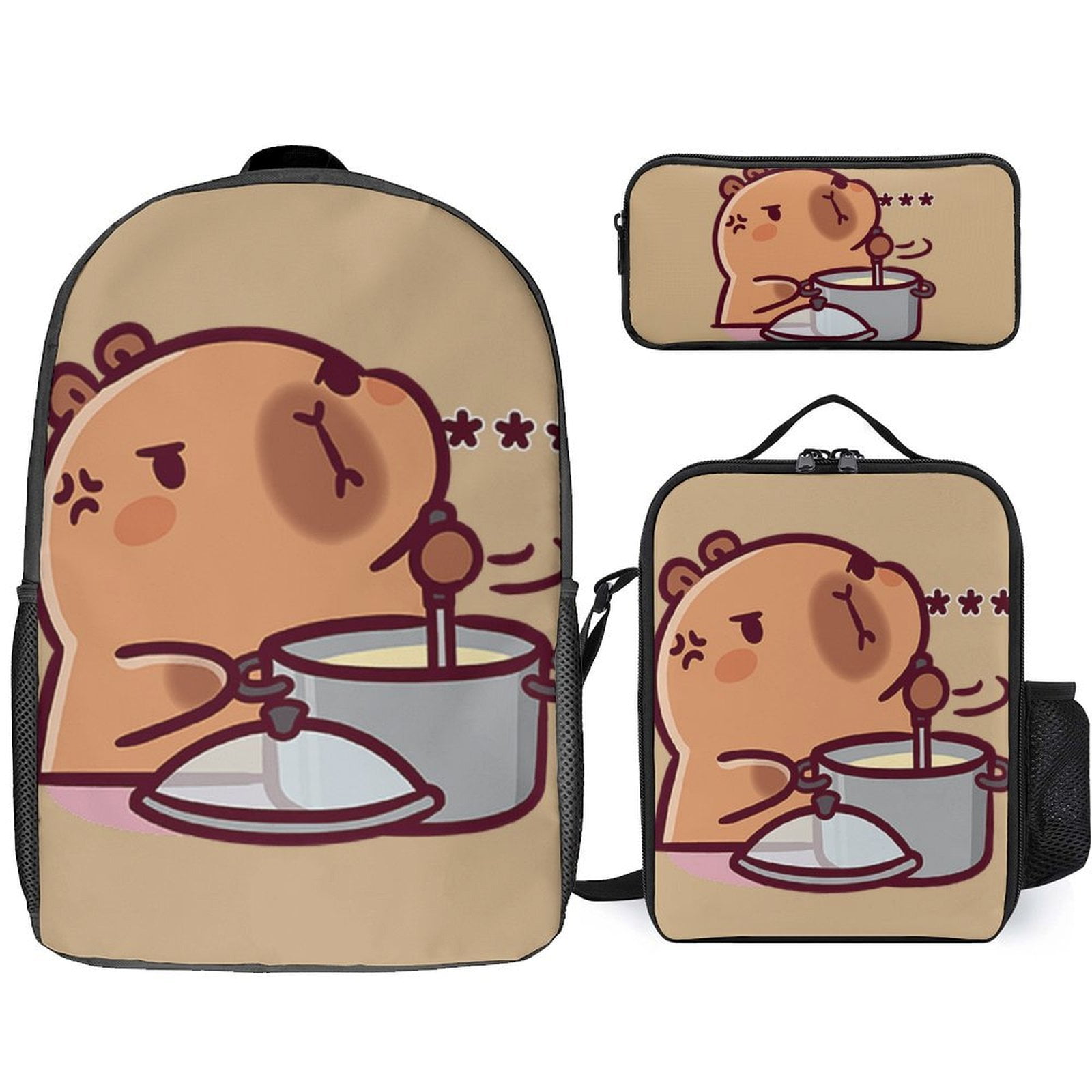 Capybara Backpack Set 17 inch Bags with Lunch Bag Pencilcase Capybara ...