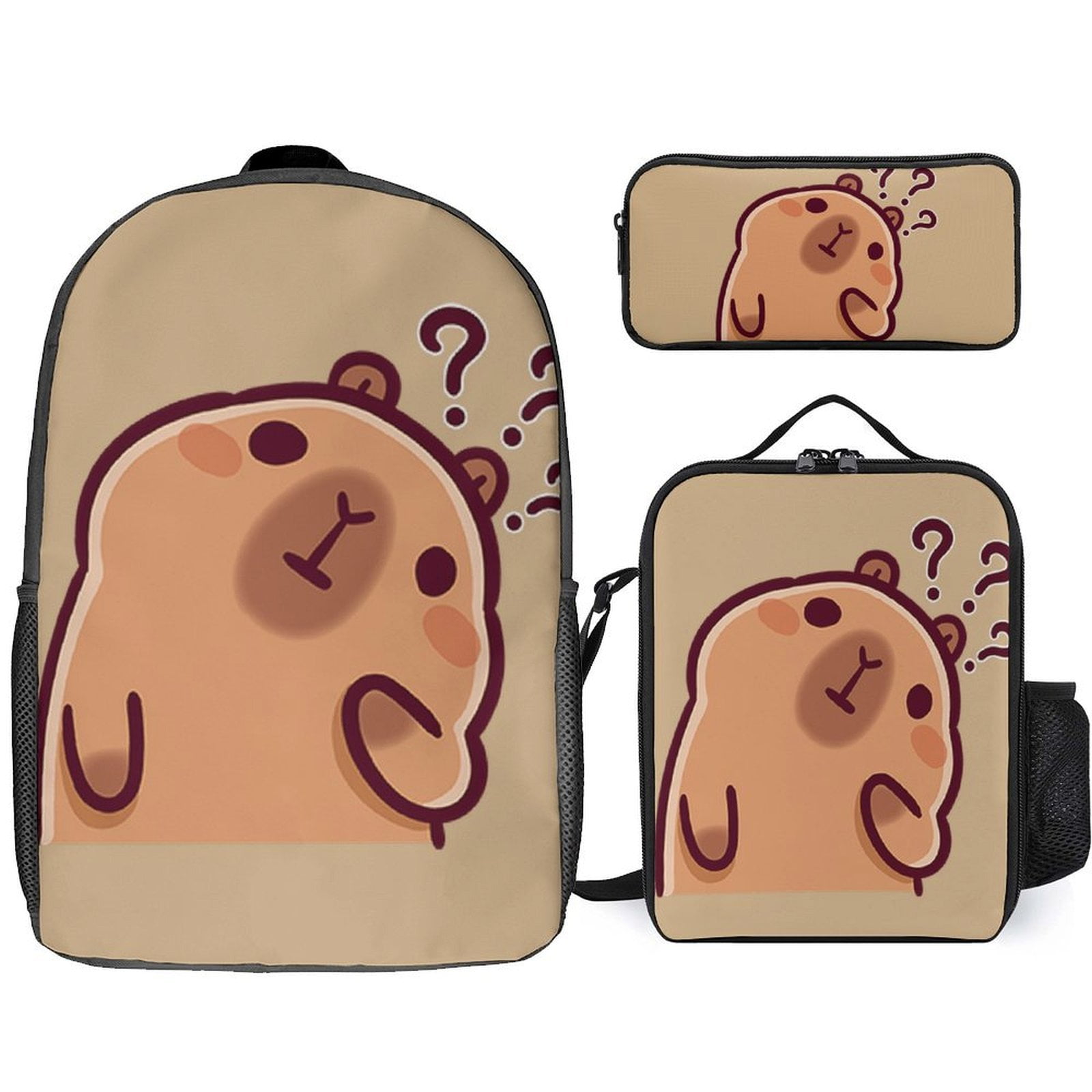 Capybara Backpack Set 17 inch Bags with Lunch Bag Pencilcase Capybara ...