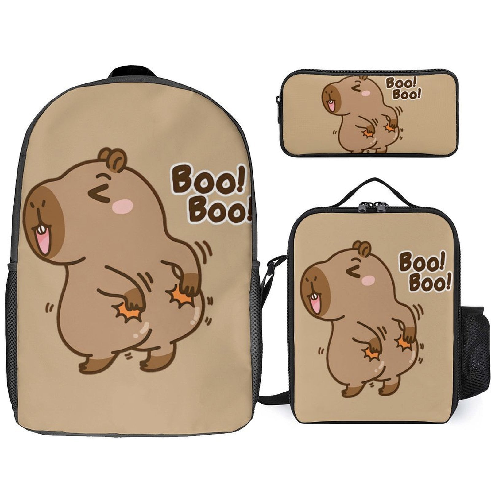 Capybara Backpack Set 17 inch Bags with Lunch Bag Pencilcase Capybara ...