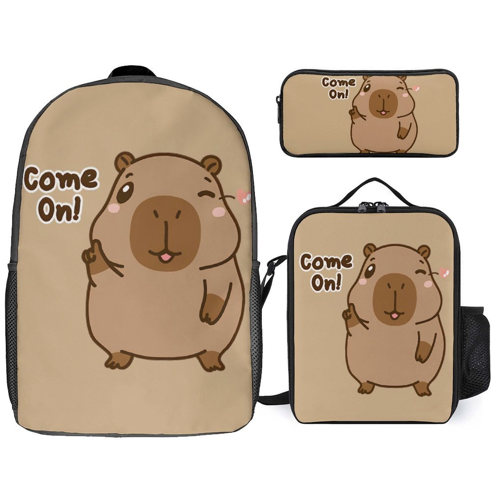Capybara Backpack Set 17 inch Bags with Lunch Bag Pencilcase Capybara ...