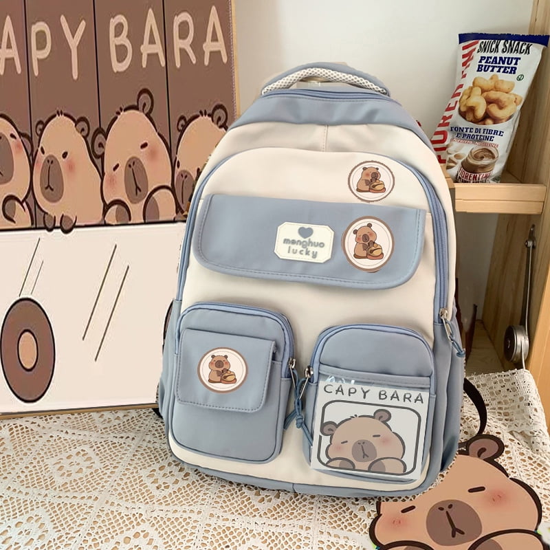 Capybara Backpack WhiteBackpack Plush Schoolbag Cartoon Soft Funny ...