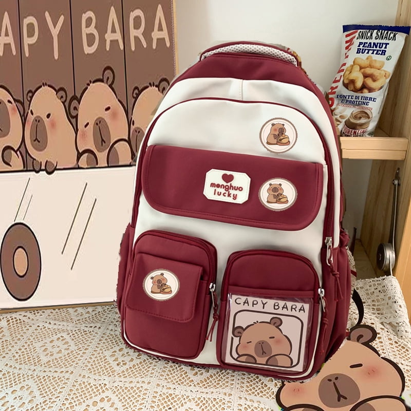 Capybara Backpack WhiteBackpack Plush Schoolbag Cartoon Soft Funny ...