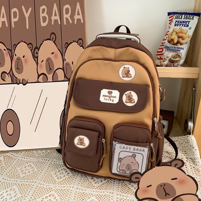 Capybara Backpack WhiteBackpack Plush Schoolbag Cartoon Soft Funny ...