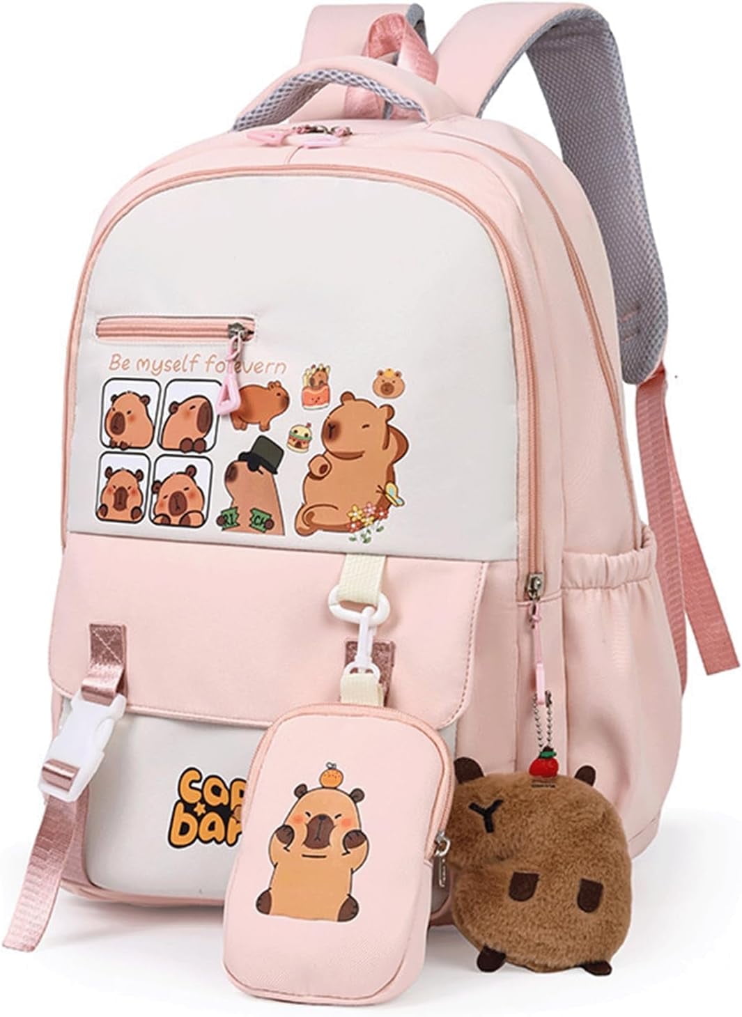 Capybara Backpack with Cute Kapibara Charm Mochila Capybara Cartoon ...