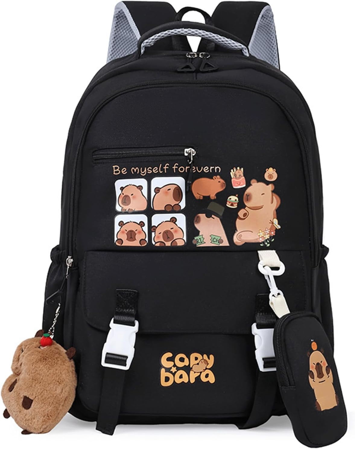 Capybara Backpack with Cute Kapibara Charm Mochila Capybara Cartoon ...