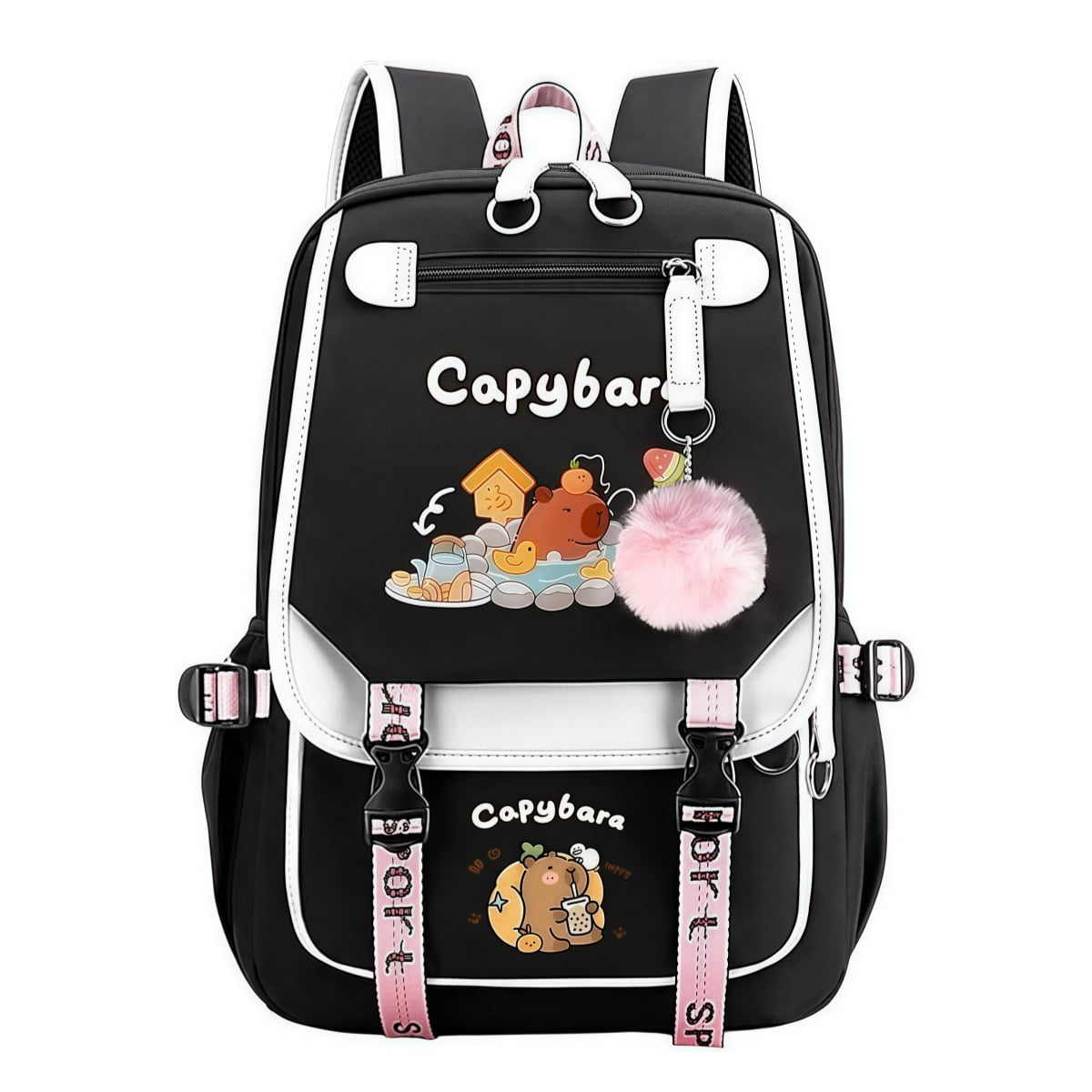 Capybara Backpacks – Kawaii Plaid Cartoon Laptop School Bag with Large ...