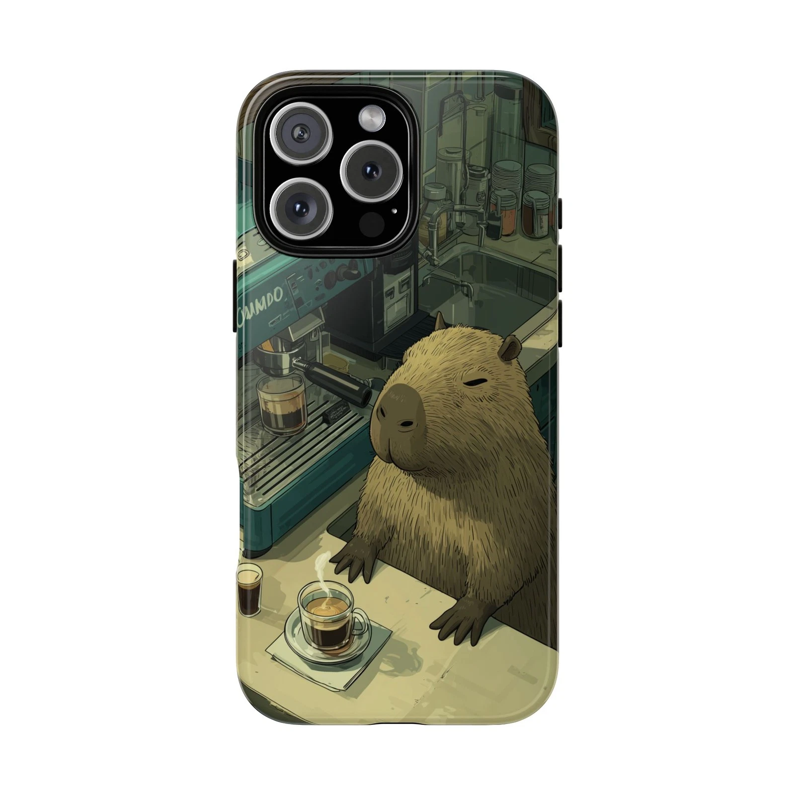 Capybara Barista Coffee Cafe Scene Case for iPhone 17 through 11 Pro ...