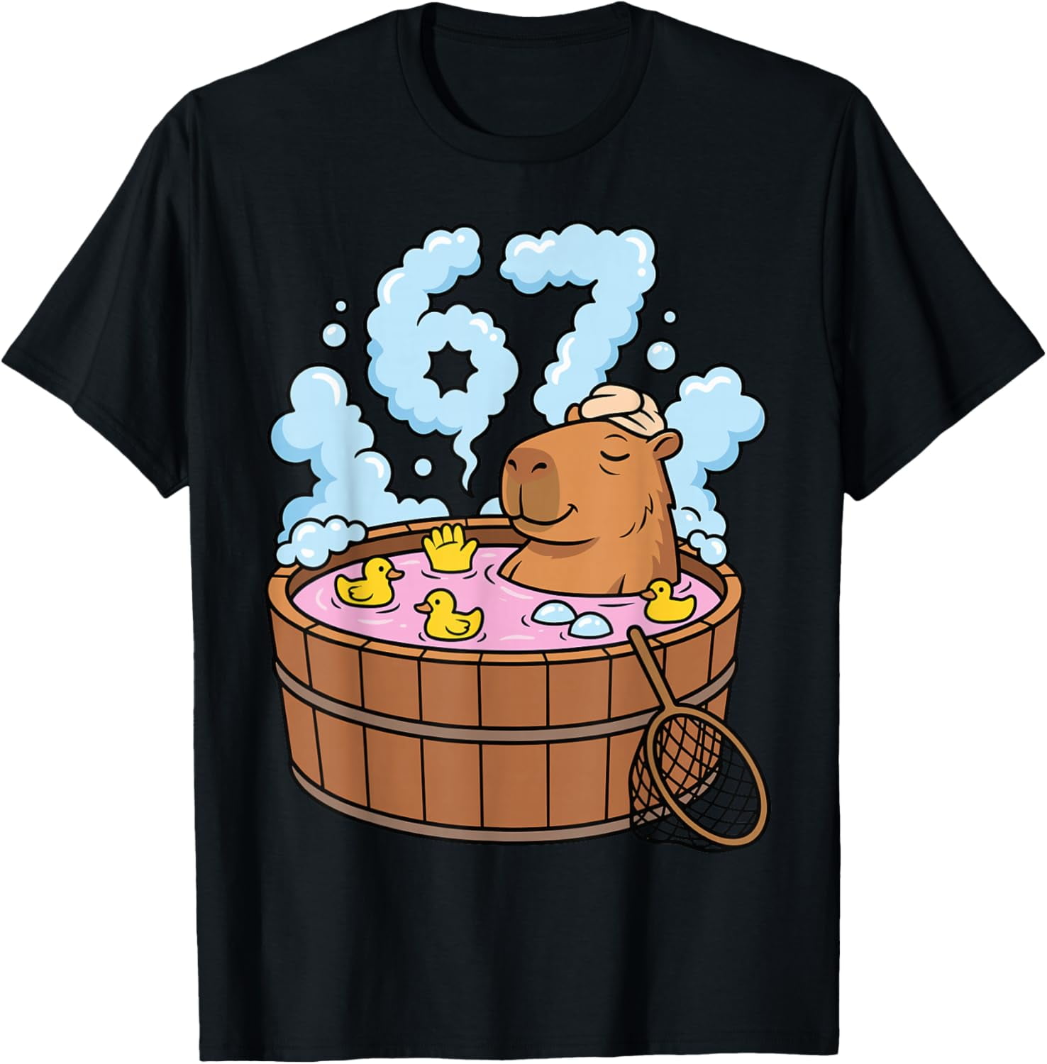 Capybara Bath Tub 67 Relaxed Funny Meme Animal T-Shirt- American ...