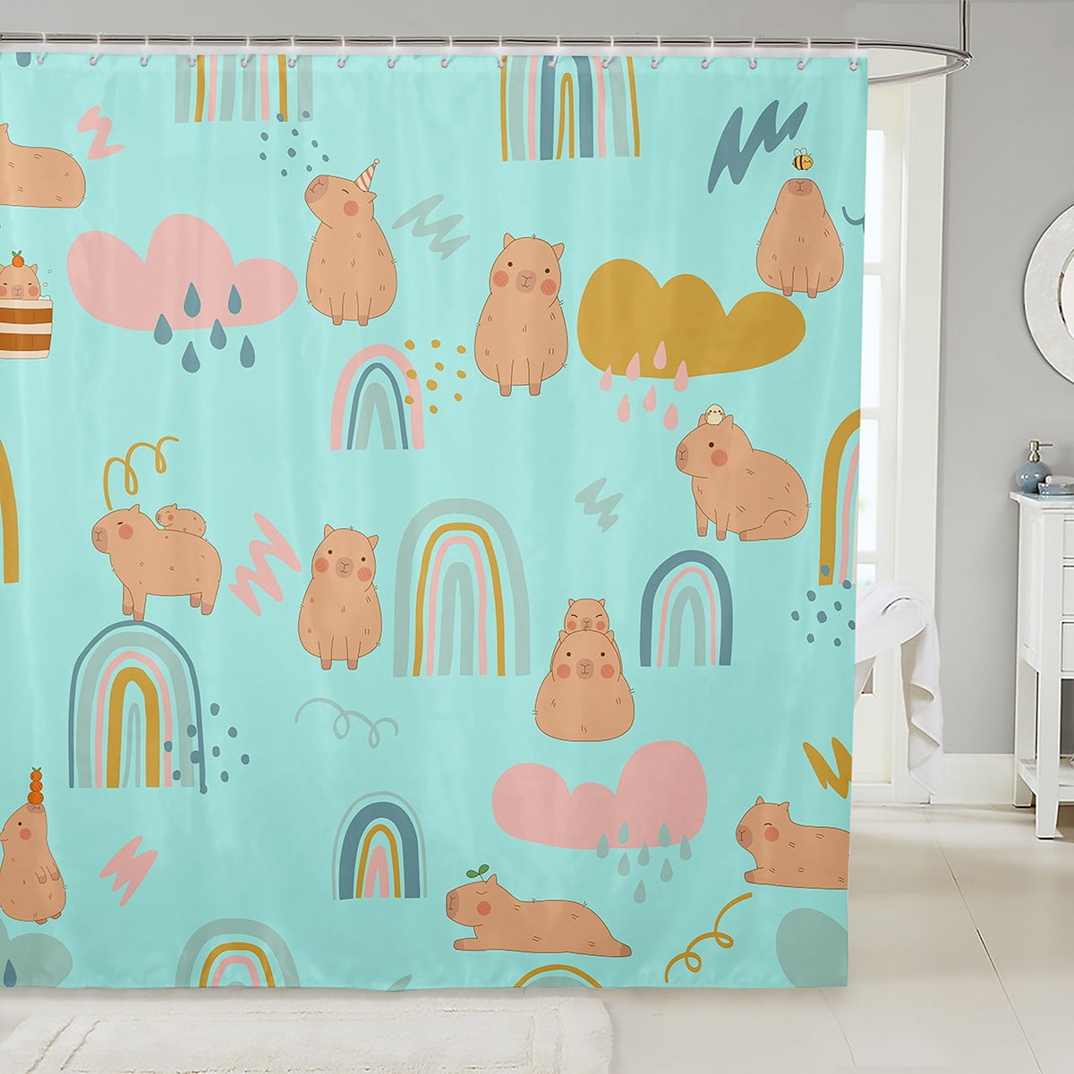Capybara Bathroom Shower Curtain Sets For Capybara Lovers, Girls ...