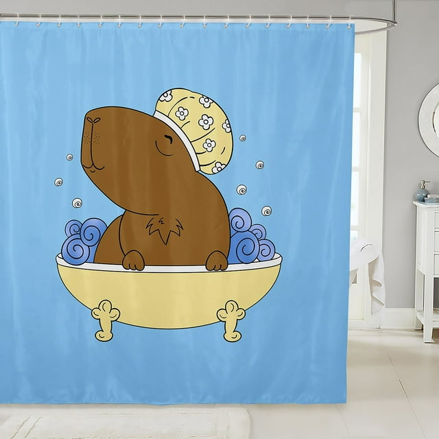Capybara Bathroom Shower Curtain Sets Cute Rodent Animal Shower Curtain ...