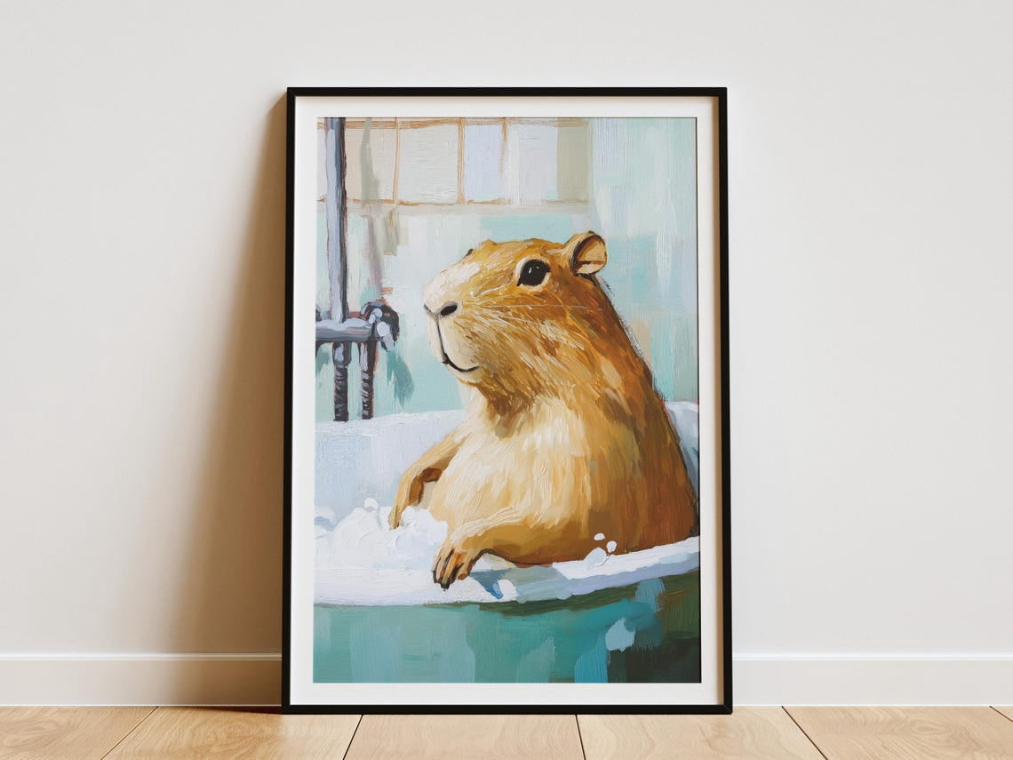 Capybara Bathtub Bathroom Animal Decor Poster Unframed Paper Print ...