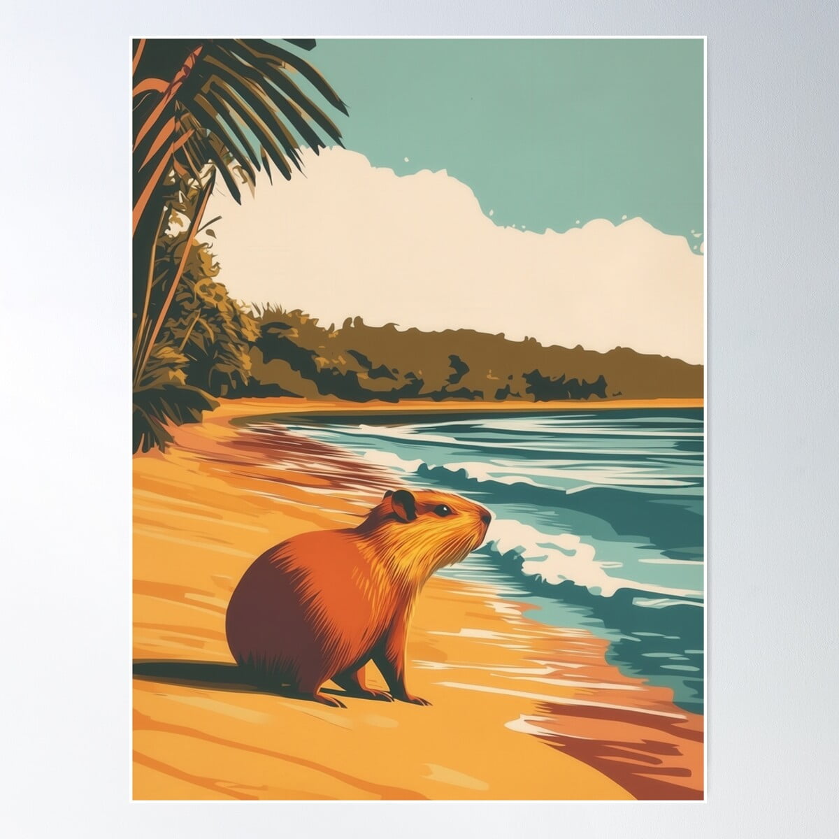 Capybara Beach Escape – Tropical Paradise Artwork Poster, 12x18 ...