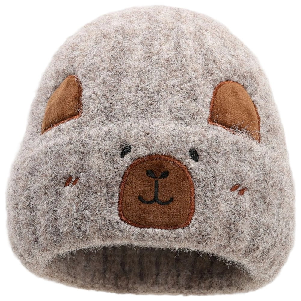Capybara Beanie Hat Soft Knit Winter Capybara Pattern Embroidery Hats ...